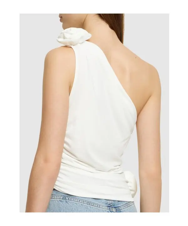 Magda Butrym One Shoulder Blouse With Flower Applique