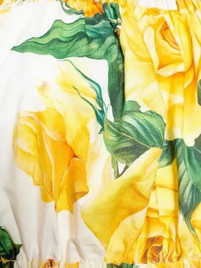 Dolce & Gabbana Off-the-shoulder Cropped Blouse With Floral Print