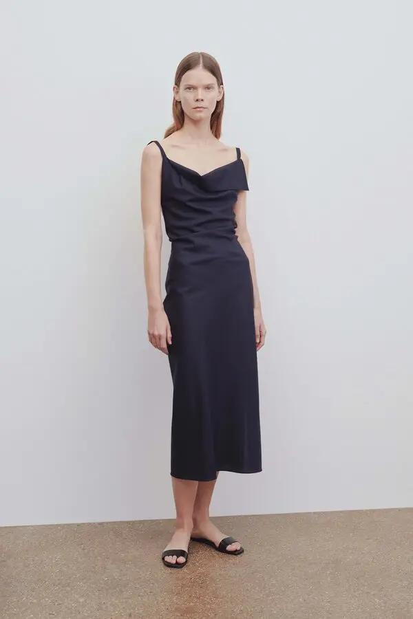 THE ROW Wool Suit Fabric Draped Dress