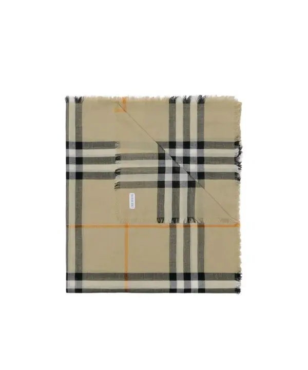 Burberry Checked Fringed-edge Scarf