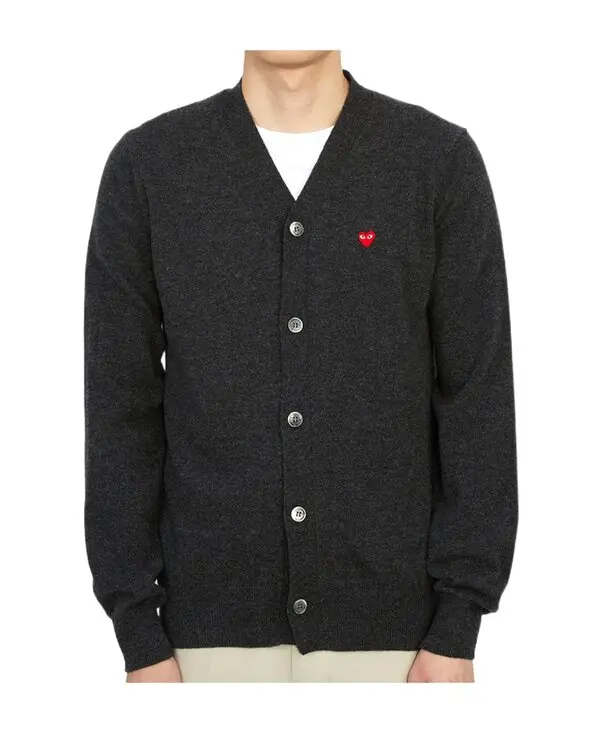 Play Comme Des Garcon Heart Patch Cardigan - Black