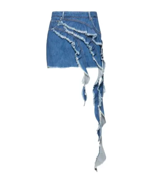 Blumarine Denim Skirt With Ruffle Details - Blue
