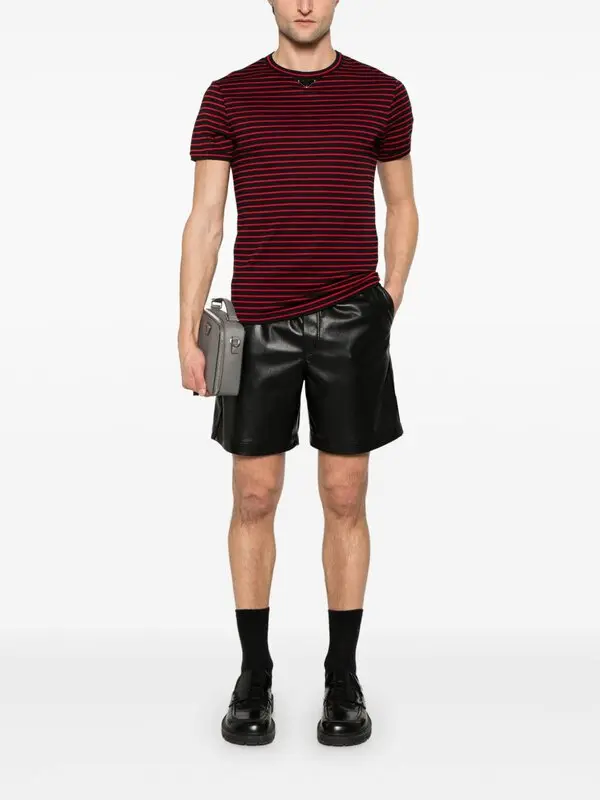 Prada Triangle Logo Striped Crewneck T-shirt