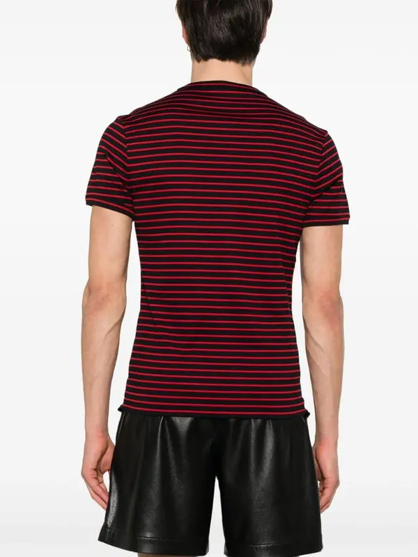 Prada Triangle Logo Striped Crewneck T-shirt