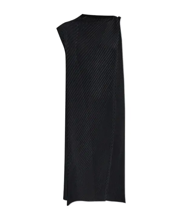 Issey Miyake Sleeveless Asymmetrical Pleated Dress