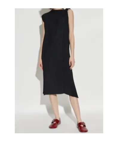 Issey Miyake Sleeveless Asymmetrical Pleated Dress