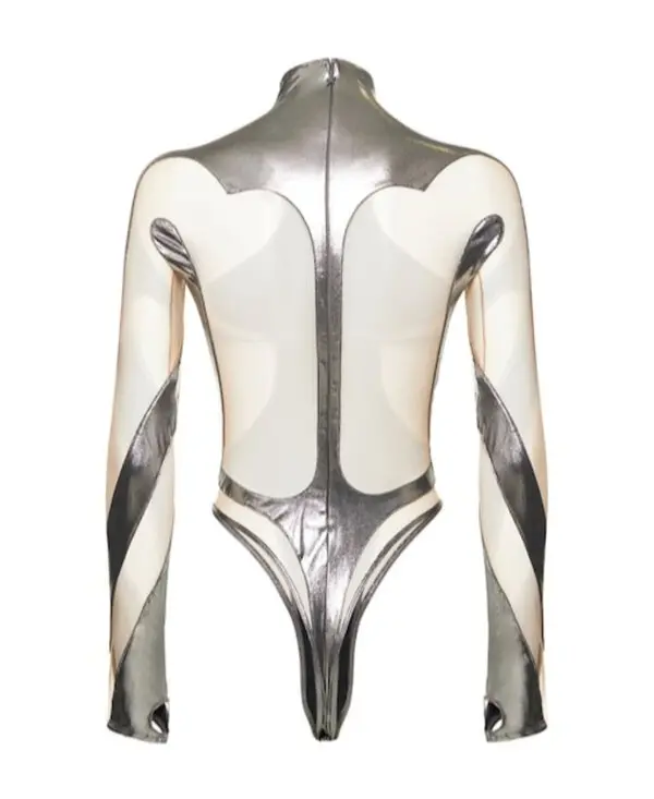 MUGLER Stand-neck Long-sleeve Bodysuit