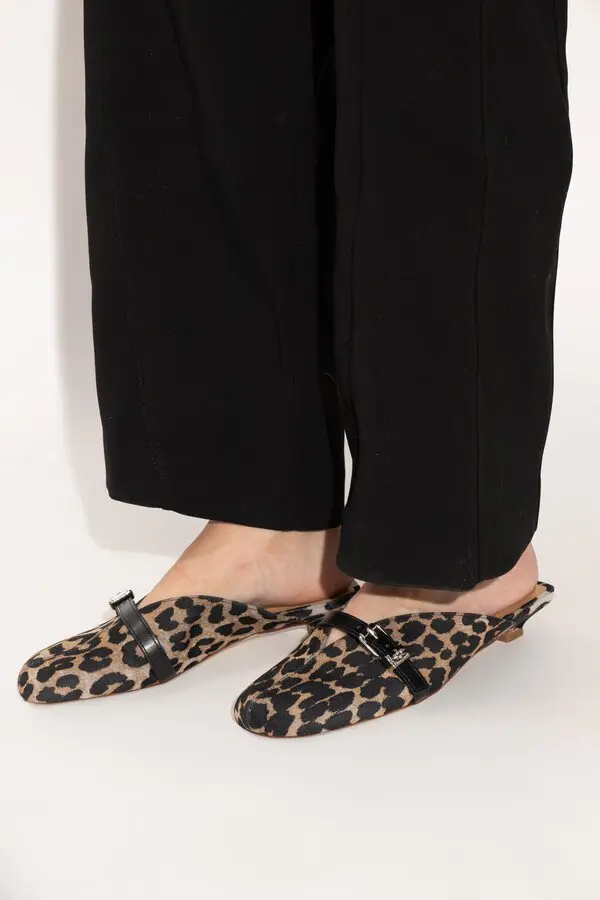 GANNI Buckled Leopard-print Mules