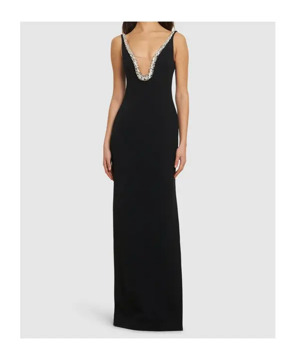 David Koma Embellished Neckline Sleeveless Gown