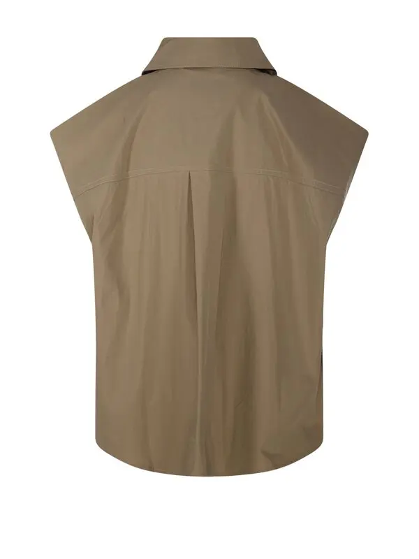 P.a.r.o.s.h Sleeveless Shirt With Embroidered Logo And Pockets