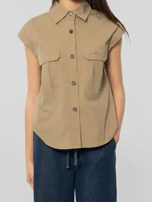 P.a.r.o.s.h Sleeveless Shirt With Embroidered Logo And Pockets