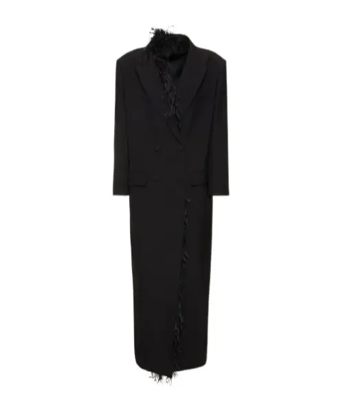 Valentino Garavani Feather Decorated Coat - Black