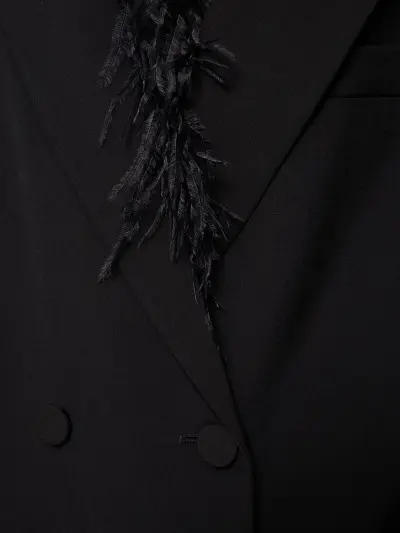 Valentino Garavani Feather Trimmed Double-breasted Coat