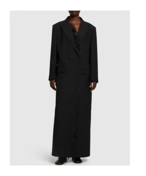 Valentino Garavani Feather Trimmed Double-breasted Coat