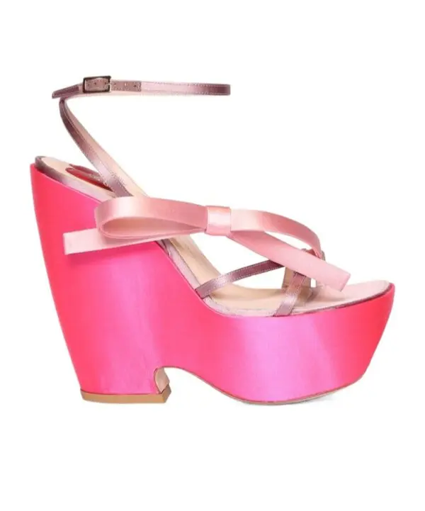 ROGER VIVIER Choc Bow Satin Wedges
