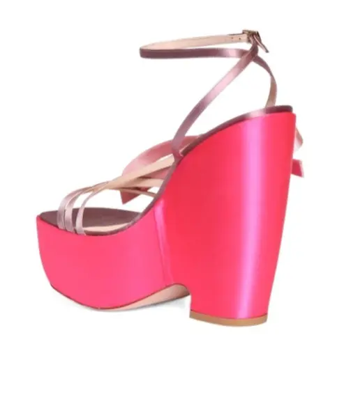 ROGER VIVIER Choc Bow Satin Wedges