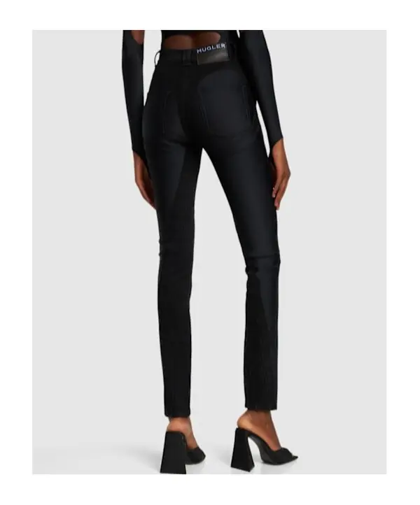 MUGLER Stitch Detail Denim Trousers