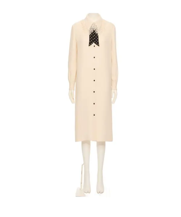 Valentino Garavani Long-sleeve Lapel Collar Midi Dress