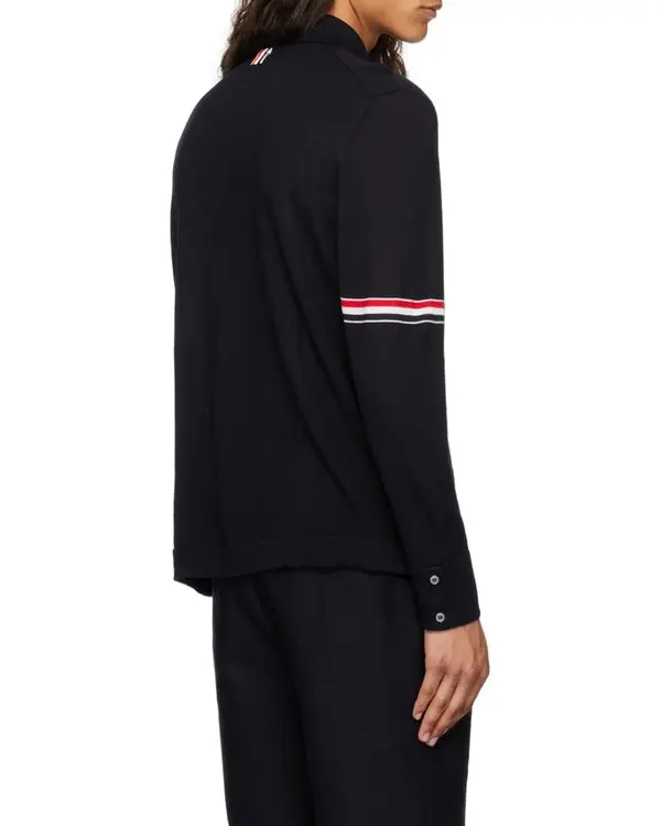 Thom Browne Rwb Stripe Buttoned Cardigan - Navy Blue