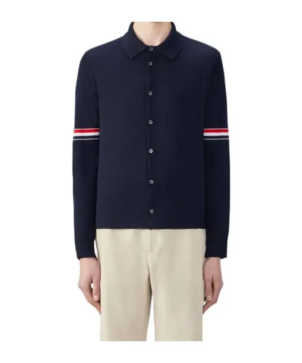 Thom Browne Rwb Stripe Buttoned Cardigan