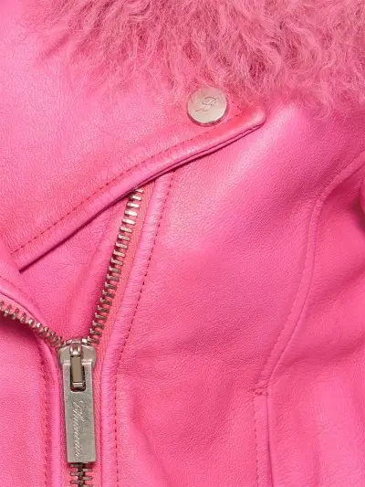 Blumarine Long-sleeved Leather Jacket With Wool Collar