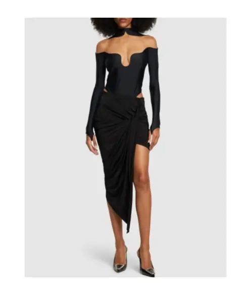 MUGLER Asymmetrical Drape Mini Skirt
