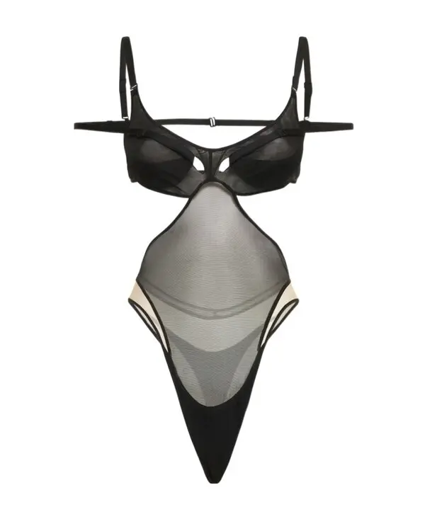 MUGLER Cut-out Gauze Bodysuit