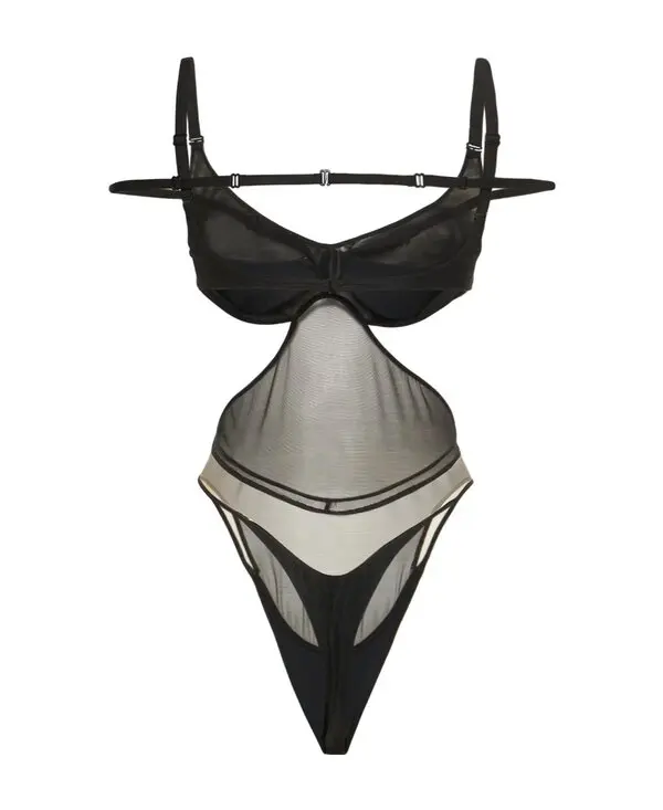 MUGLER Cut-out Gauze Bodysuit