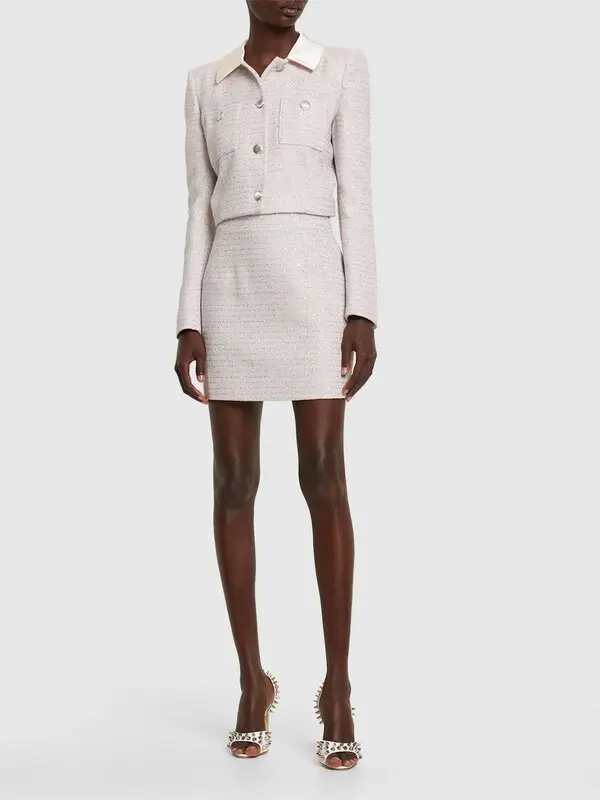 Alessandra Rich Sequined Tweed Cropped Jacket