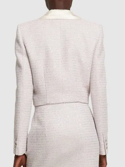 Alessandra Rich Sequined Tweed Cropped Jacket