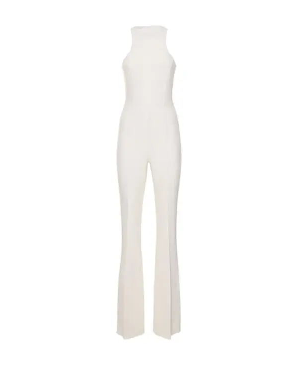 Michael Kors Sleeveless Stretch Jumpsuit With Crease Detail - White