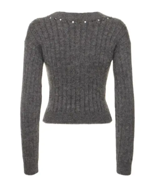 Alessandra Rich Embellished Ribbed Knit Sweater
