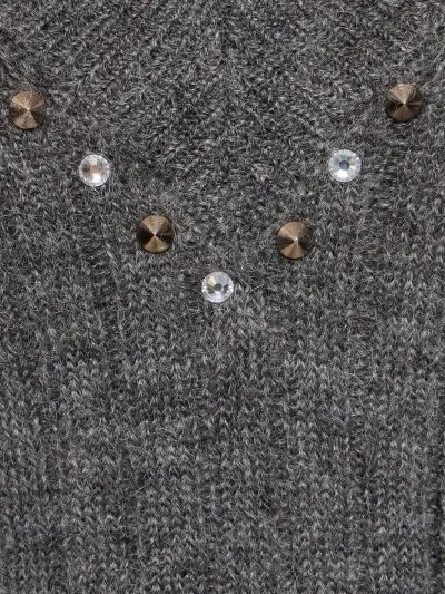 Alessandra Rich Embellished Ribbed Knit Sweater