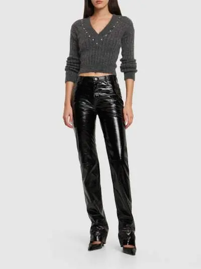 Alessandra Rich Embellished Ribbed Knit Sweater