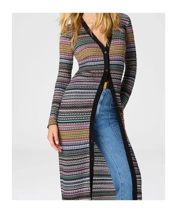 Missoni Striped Popcorn Knit Buttoned Cardigan