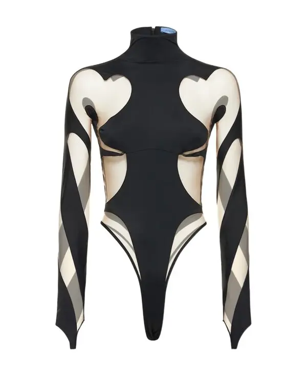 MUGLER High-neck Tulle Jumpsuit
