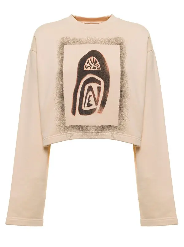 Acne Studios Logo-print Crewneck Sweatshirt - Nude