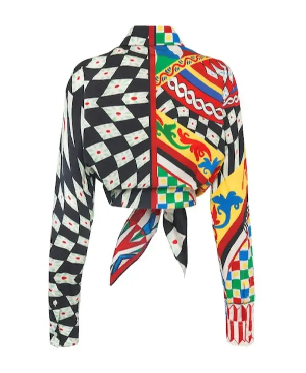 Dolce & Gabbana Carretto Printed Cotton Short Knotted Shirt