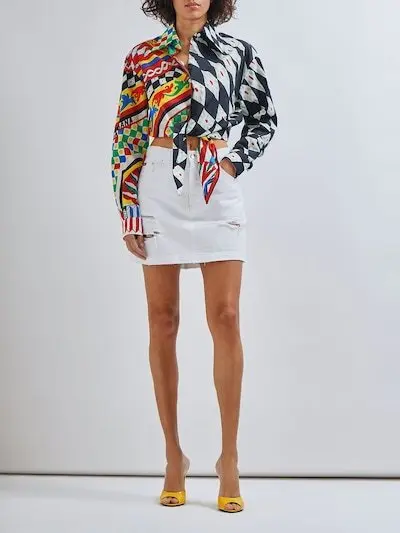Dolce & Gabbana Carretto Printed Cotton Short Knotted Shirt