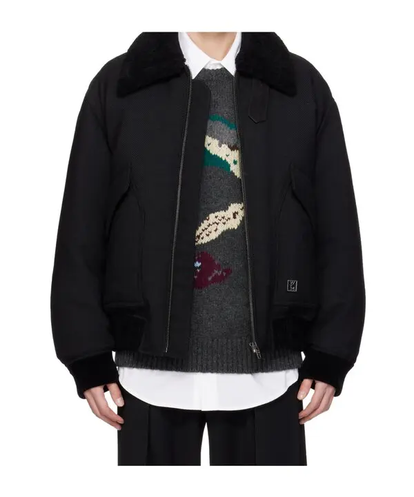 WOOYOUNGMI Faux Fur Collar Zip-up Down Jacket