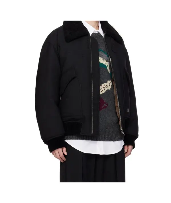 WOOYOUNGMI Faux Fur Collar Zip-up Down Jacket