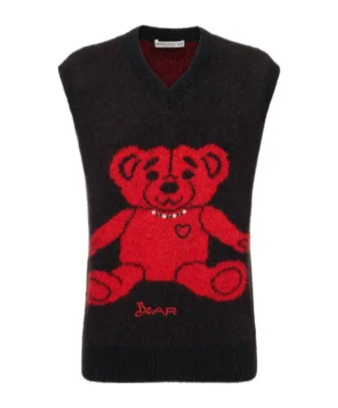 Alessandra Rich Embellished Teddy Bear Knit Vest