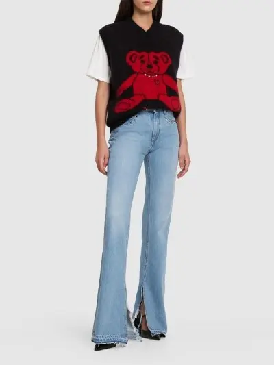 Alessandra Rich Embellished Teddy Bear Knit Vest
