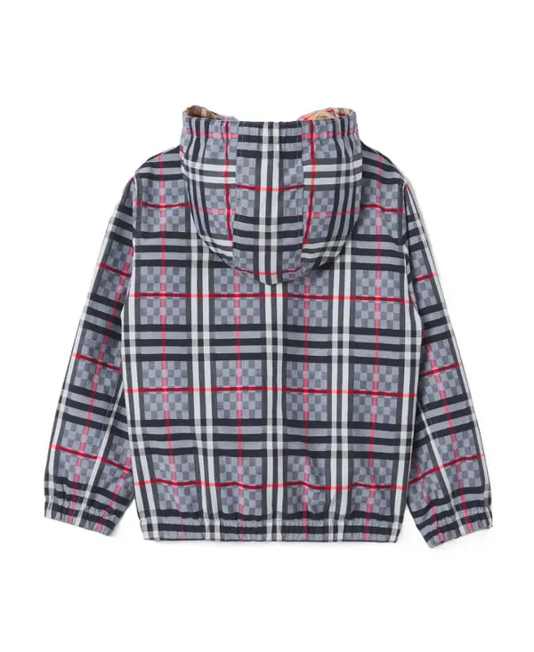 Burberry Reversible Check Print Hooded Jacket - Gray