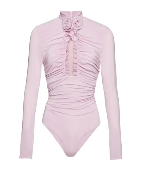 Magda Butrym Long Sleeve Gathered Cut Out Jumpsuit - Pink