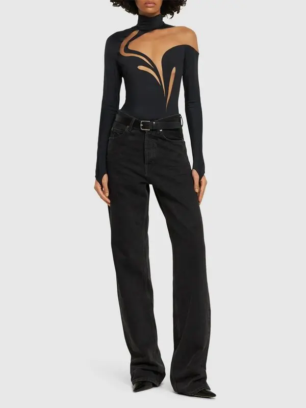 MUGLER High Neck Long Sleeve Jumpsuit