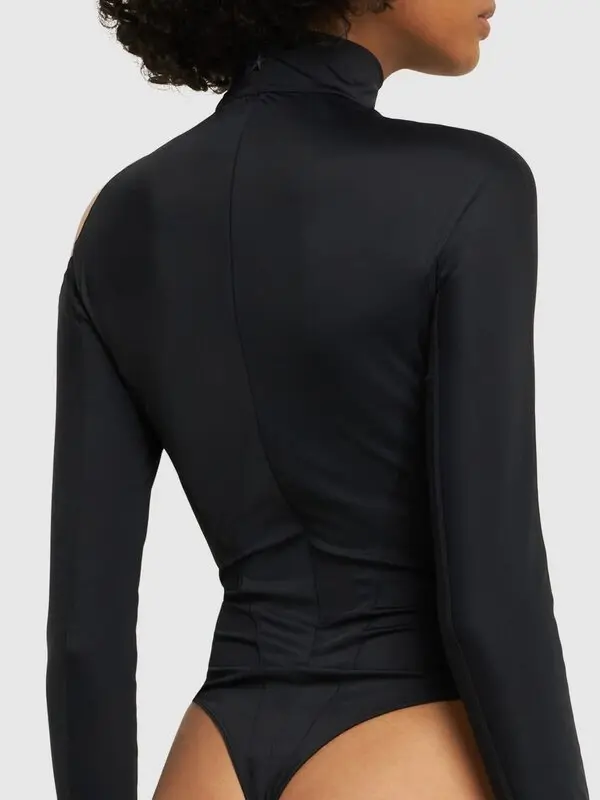 MUGLER High Neck Long Sleeve Jumpsuit