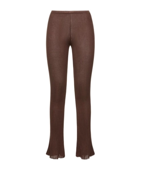 Magda Butrym Ribbed Elastic Waist Casual Pants - Brown