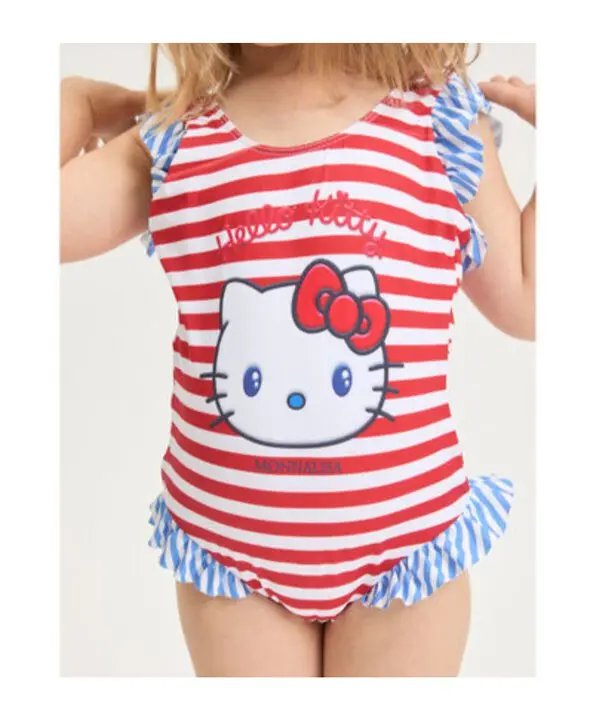 Monnalisa Hello Kitty Striped One-piece Swimsuit