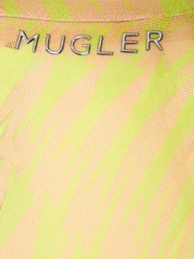 MUGLER High-neck Sleeveless Printed Mesh Jumpsuit